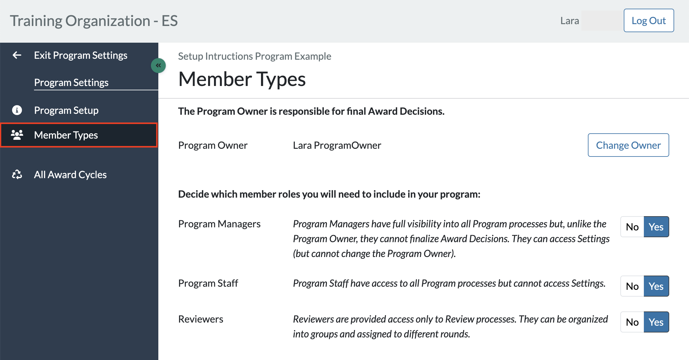 Set Up Program Member Types – NextZen