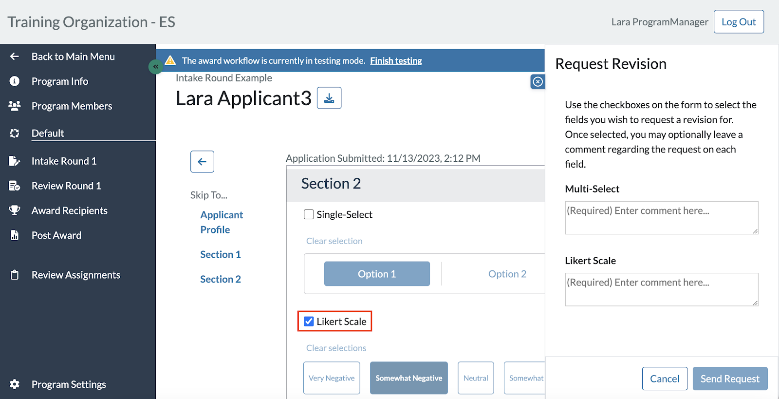 Intake Round Admin Controls Button – NextZen
