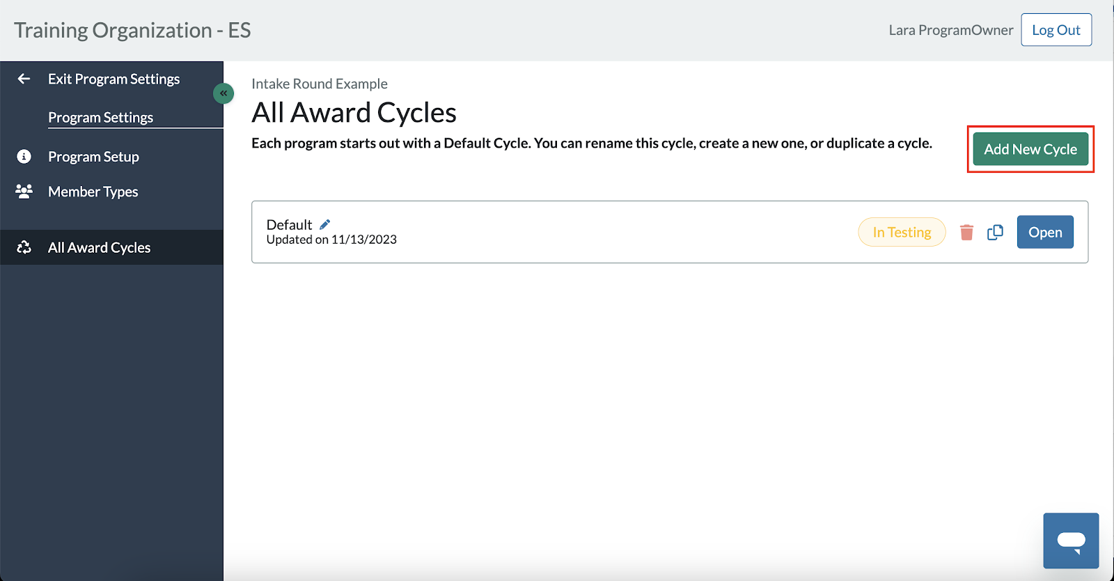 Add an Award Cycle – NextZen