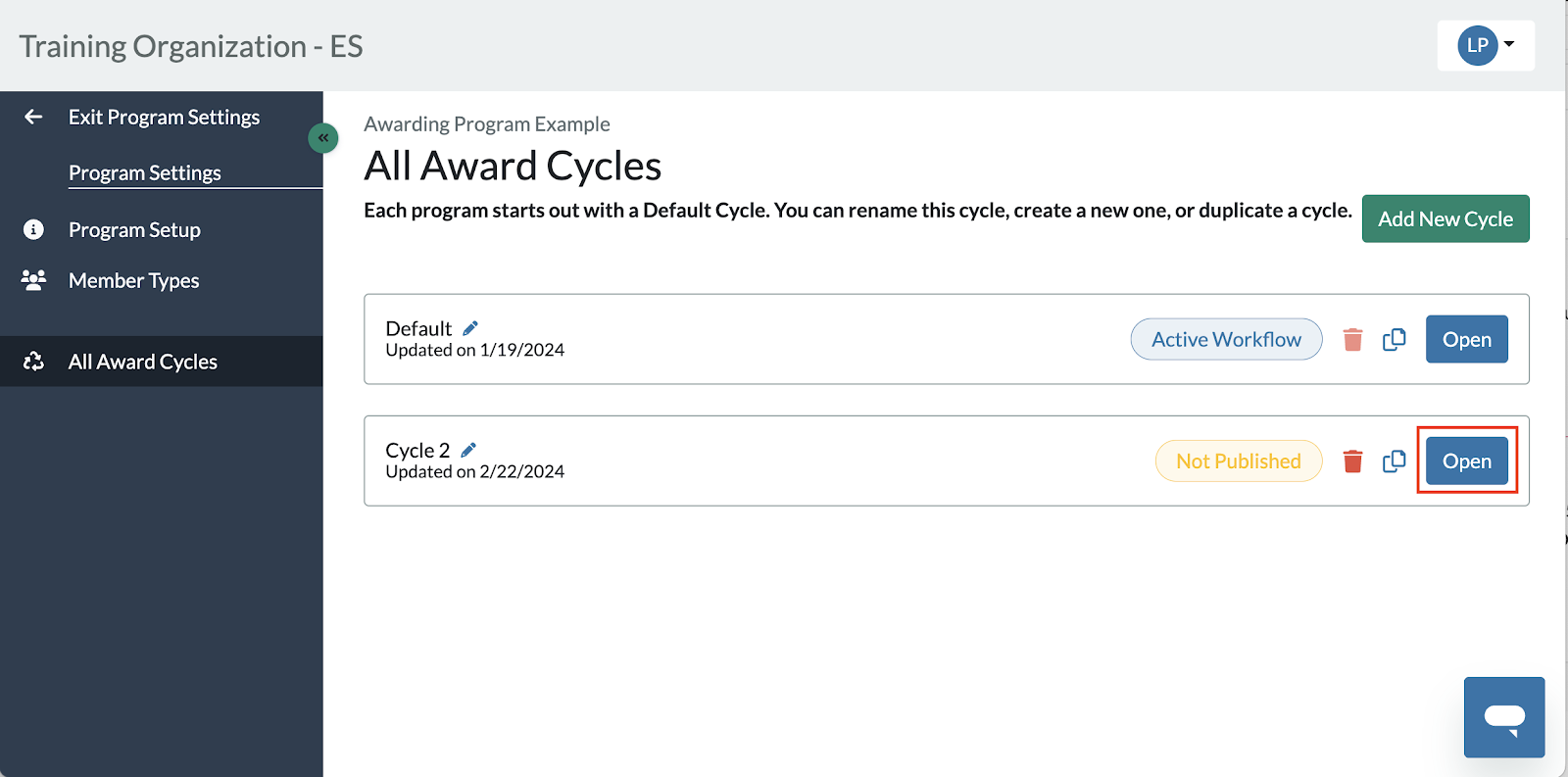 Award Setup – NextZen
