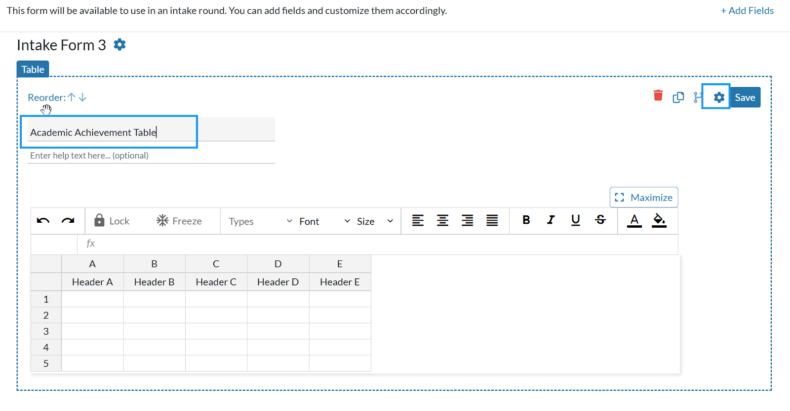 Using the Table Form Field – NextZen