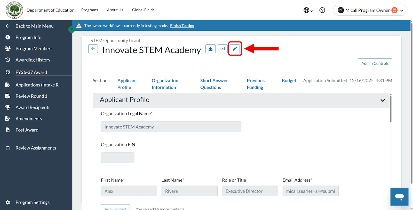 Edit Submitted Applications – NextZen